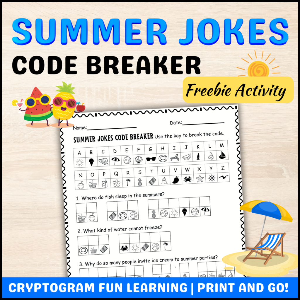 Free School Jokes Code Breaker Activity for Kids - teacherevercreative.com
