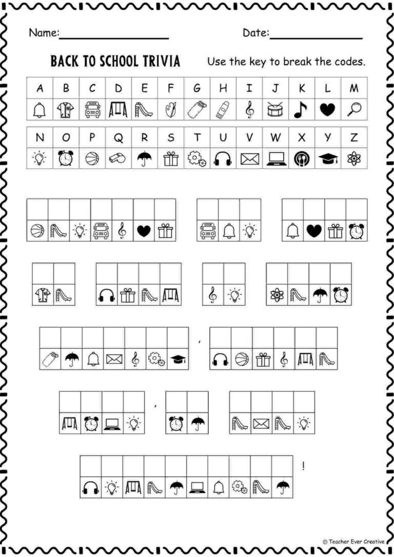 FREE Back to School Trivia Code Breaker for Kids - teacherevercreative.com