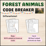 12 Forest Animals Exciting Cryptogram for Kids - teacherevercreative.com