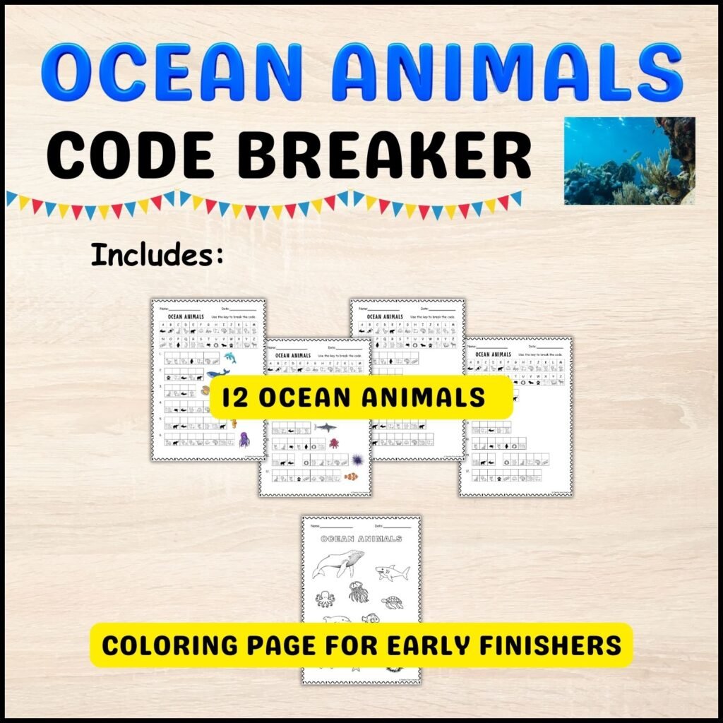 Ocean Animals Exciting Cryptogram Worksheets for Kids ...