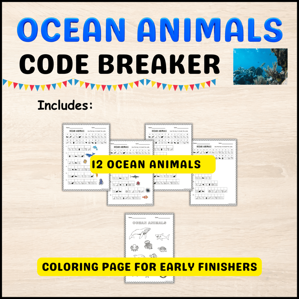 Ocean Animals Exciting Cryptogram Worksheets for Kids ...