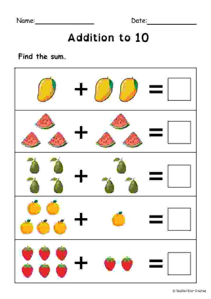 Free Addition and Subtraction within 10 Worksheets SPED ...