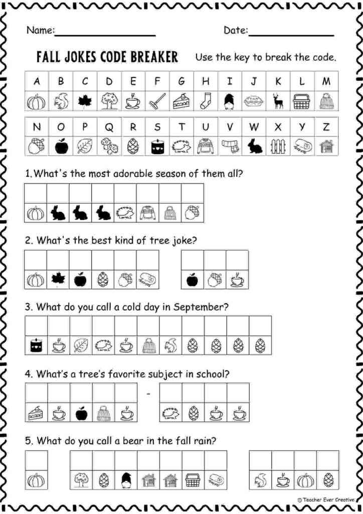 Free Epic Fall Jokes Code Breaker for Kids - teacherevercreative.com