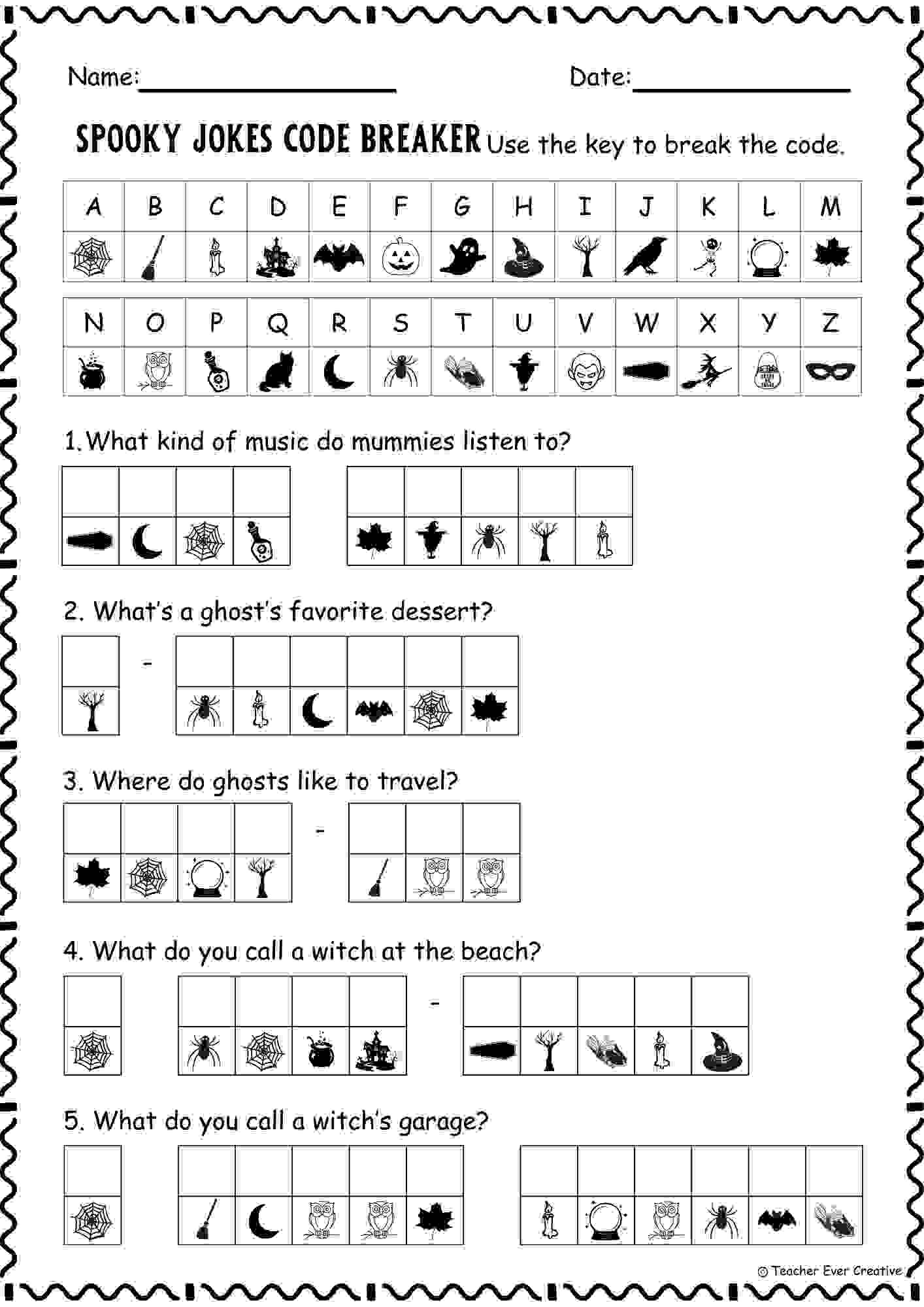 Spooky Jokes Code Breaker : Engaging Activity for Kids - teacherevercreative.com