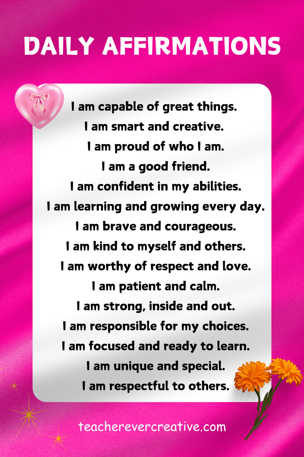 Daily Affirmations for Students to Build Confidence