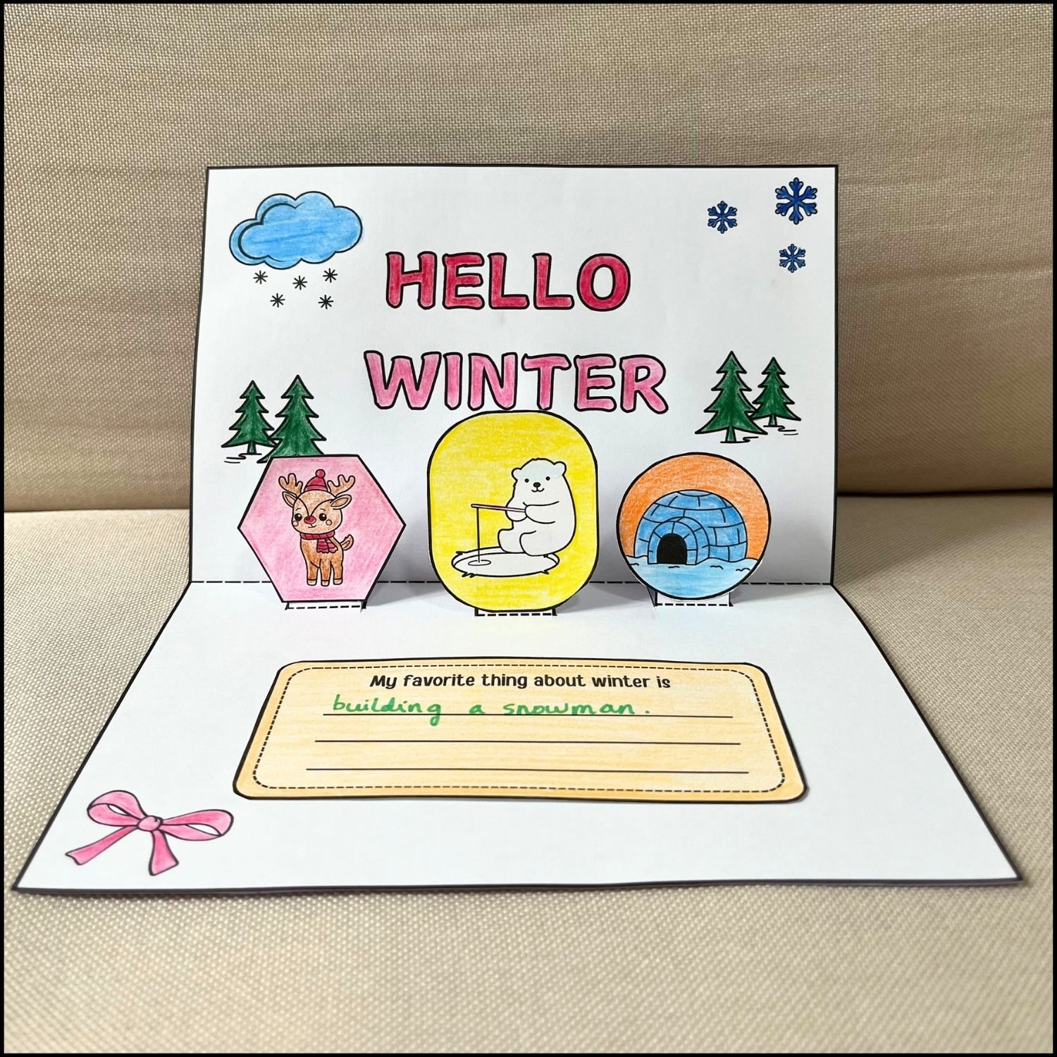 How To Make Winter Pop-up Card for Elementary Students ...