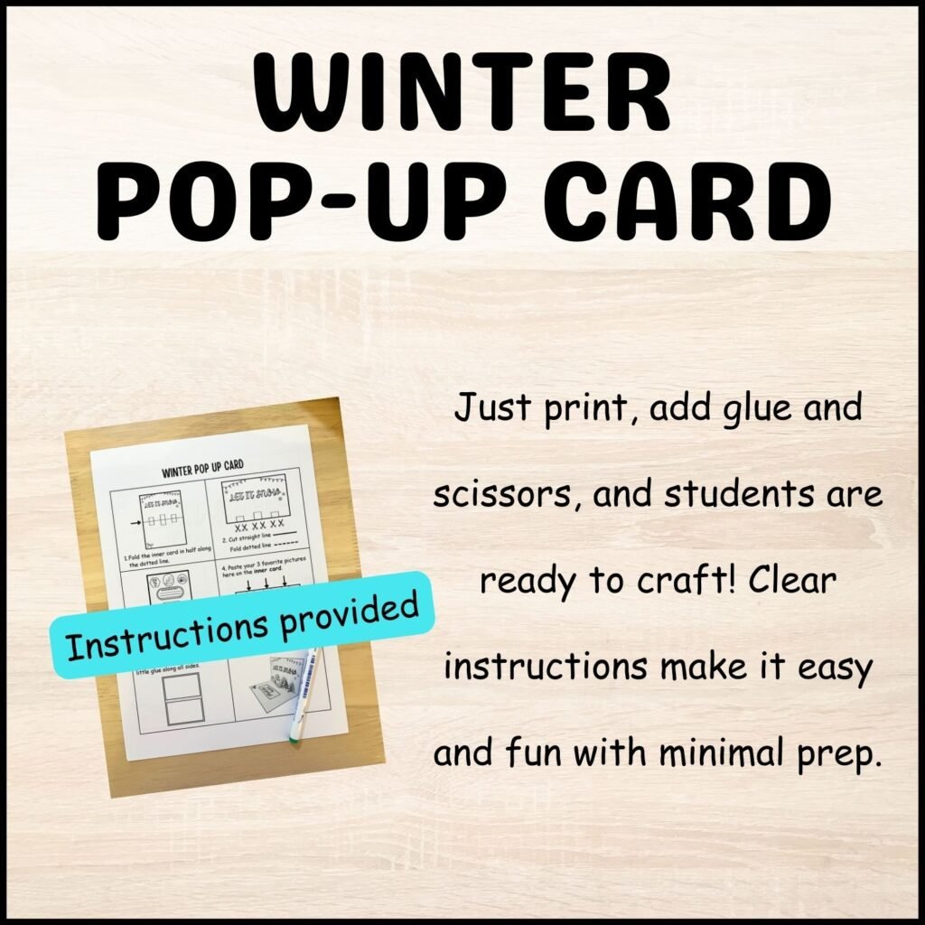 How To Make Winter Pop-up Card for Elementary Students ...