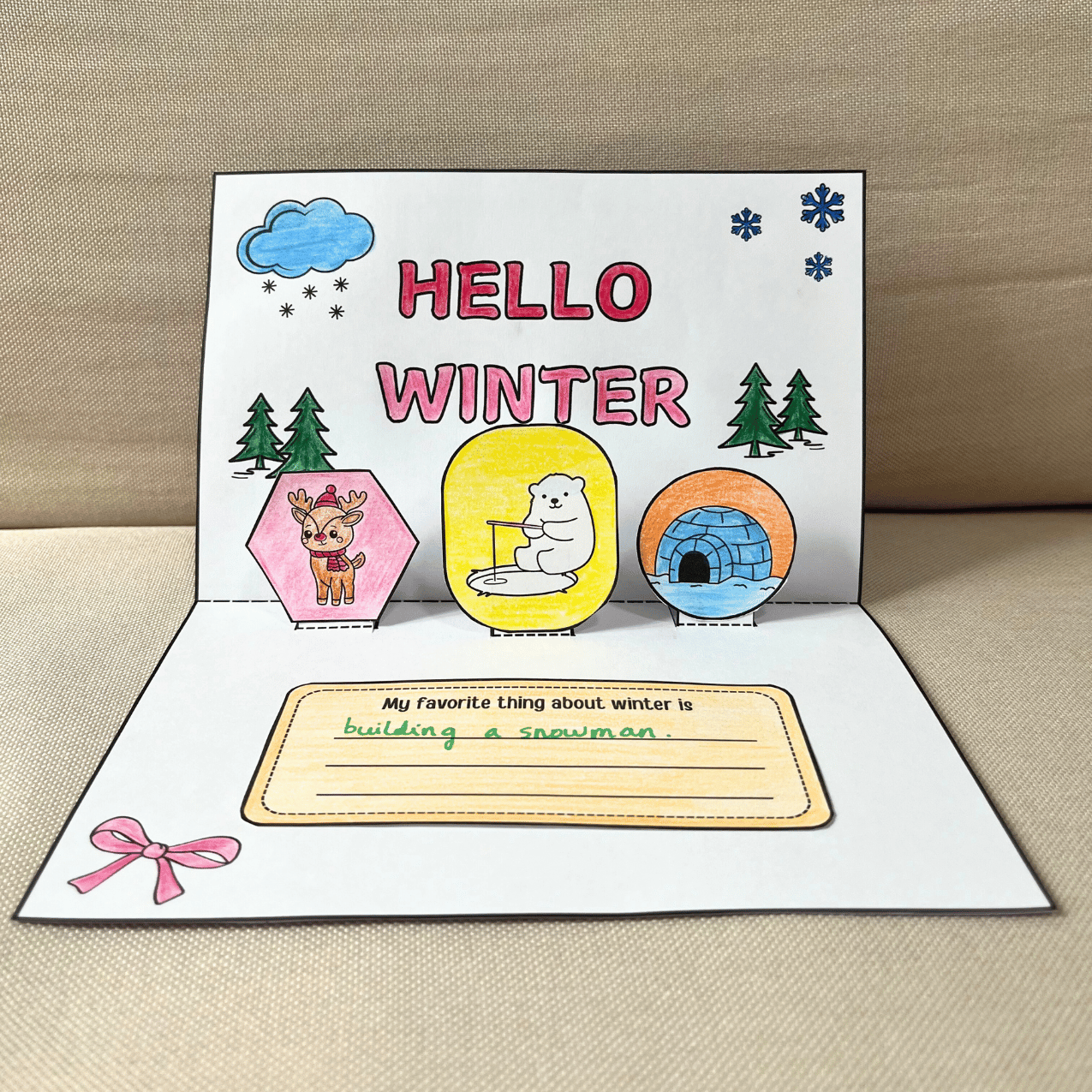 How To Make Winter Pop-up Card for Elementary Students ...