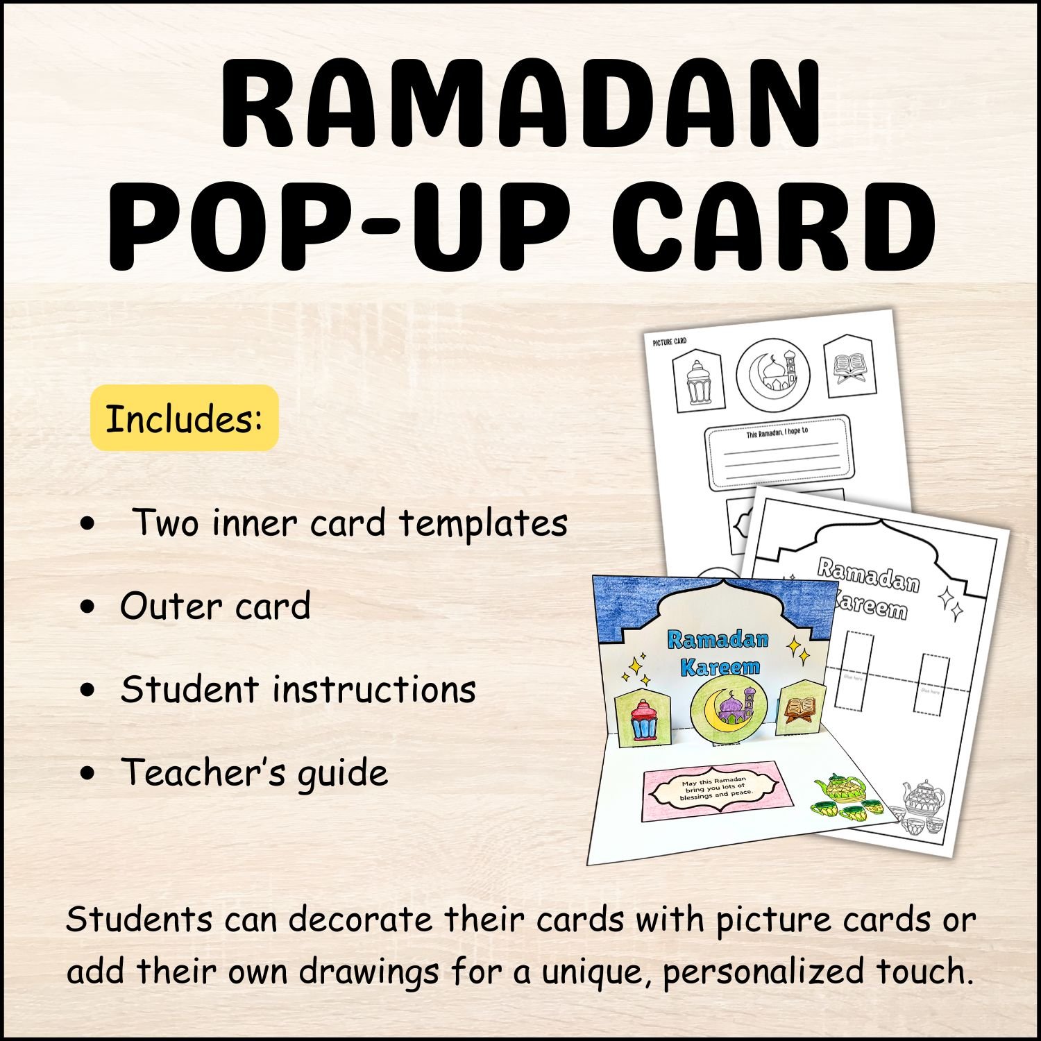 Easy Ramadan Craft for Kids : Ramadan Pop-up Card - teacherevercreative.com