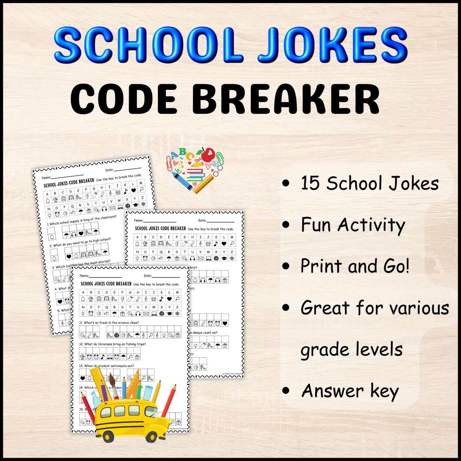 School Jokes Cryptograms Code Breaker - The Best Back to School ...