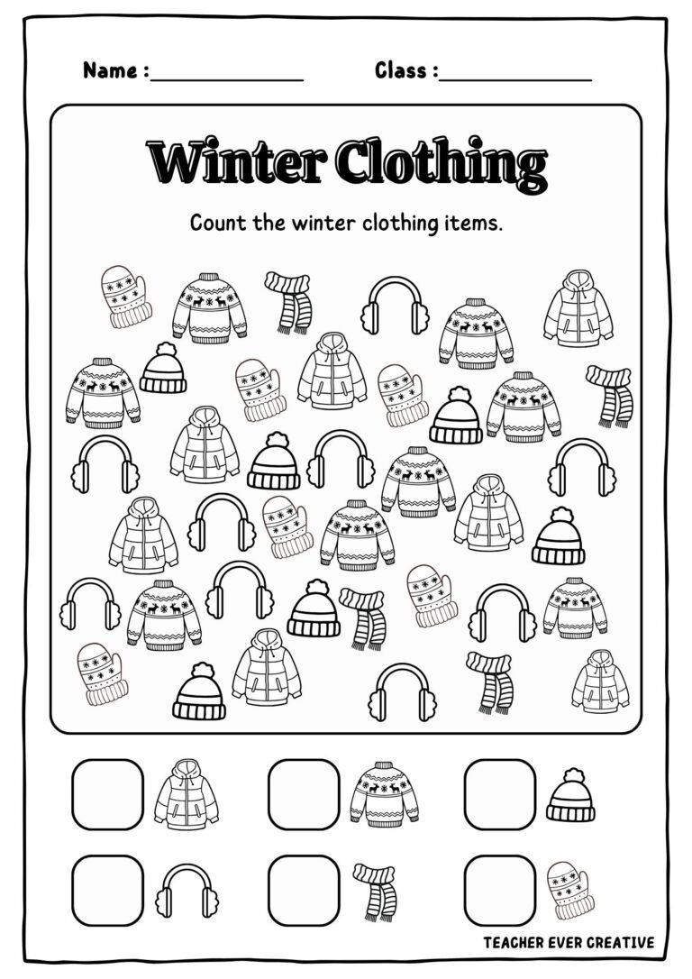 Free Winter Worksheets and Printables for Kids - teacherevercreative.com