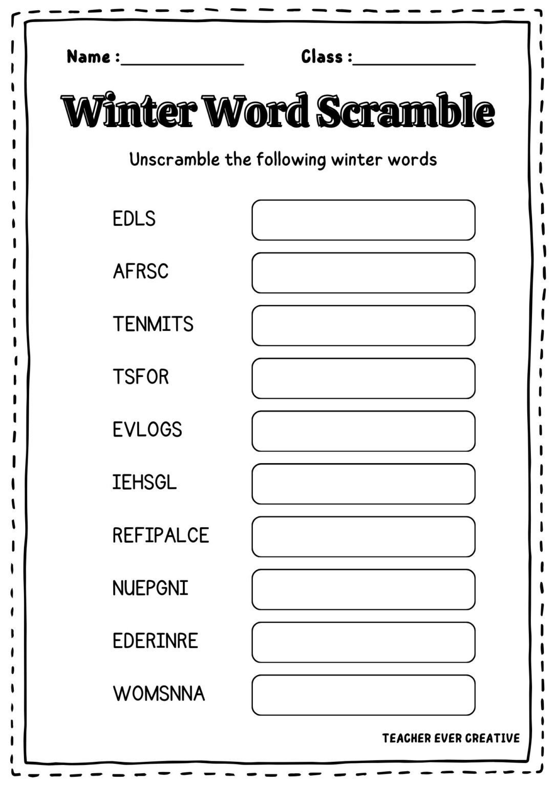 Free Winter Worksheets and Printables for Kids - teacherevercreative.com