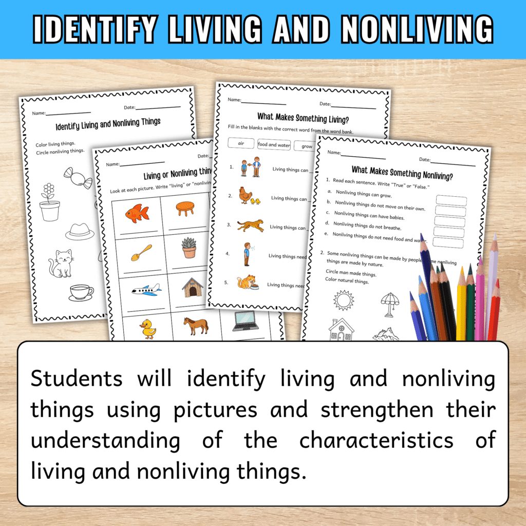 Living and Nonliving Things Worksheets Cut & Paste Sorting Activity ...